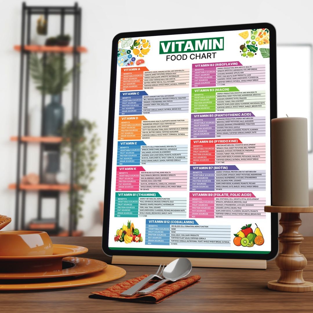 Vitamins Food Chart, Cheat Sheet and Supplement Reference Chart ...
