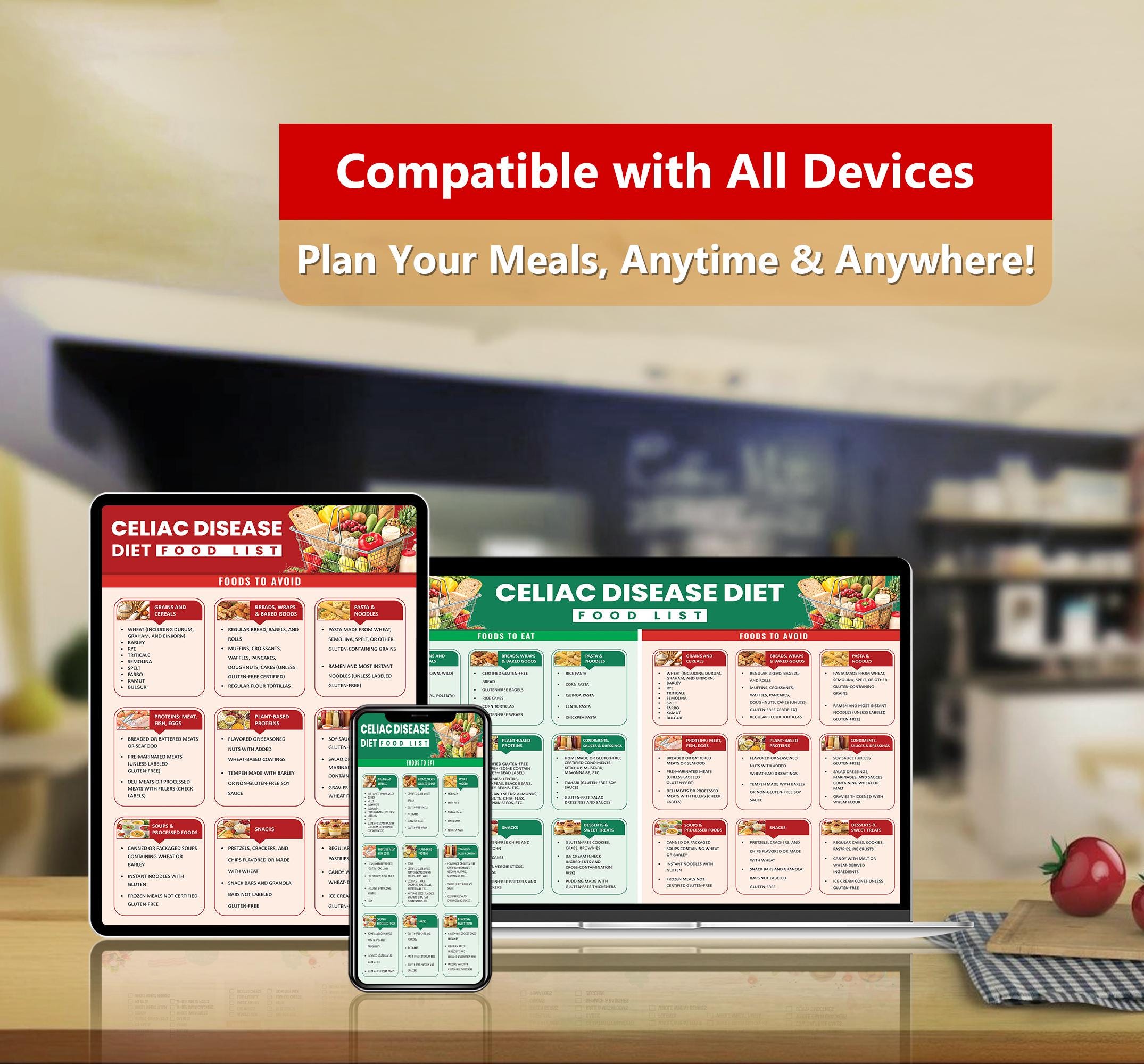 Gluten-free Diet Poster | Foods to Eat & Avoid Chart | Printable Gluten ...