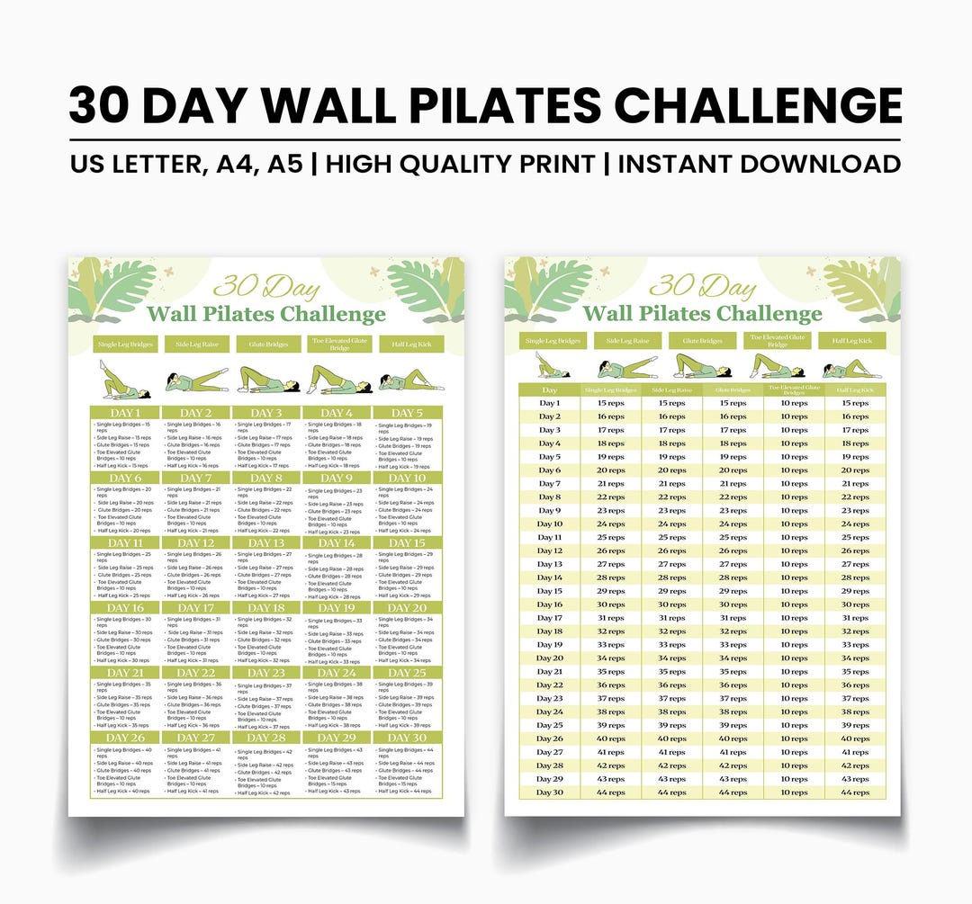 30 Day Wall Pilates Challenge PDF, Wall Pilates Exercise Plan Printable ...