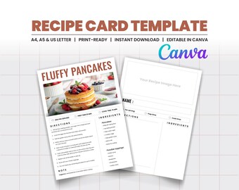 Simple Recipe Card Template | Editable and Printable | A4/US Letter ...