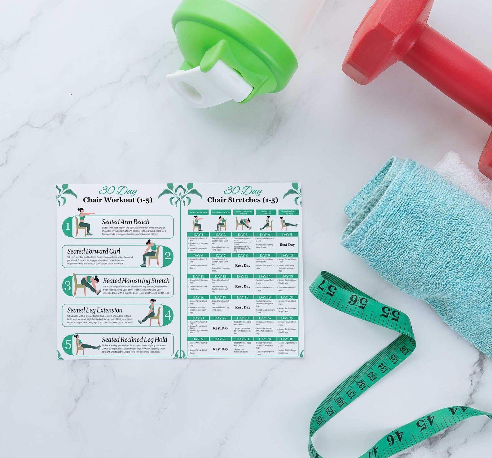 30-day Chair Workout Plan PDF | Printable Seated Fitness Routine ...