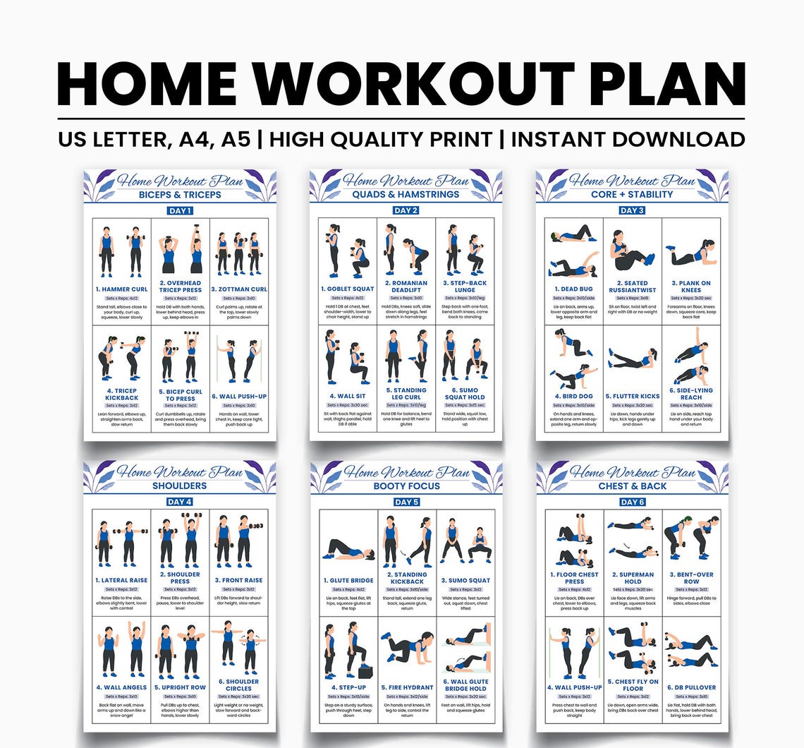 Home Workout Split Plan | 6-day Strength Program With Dumbbells ...