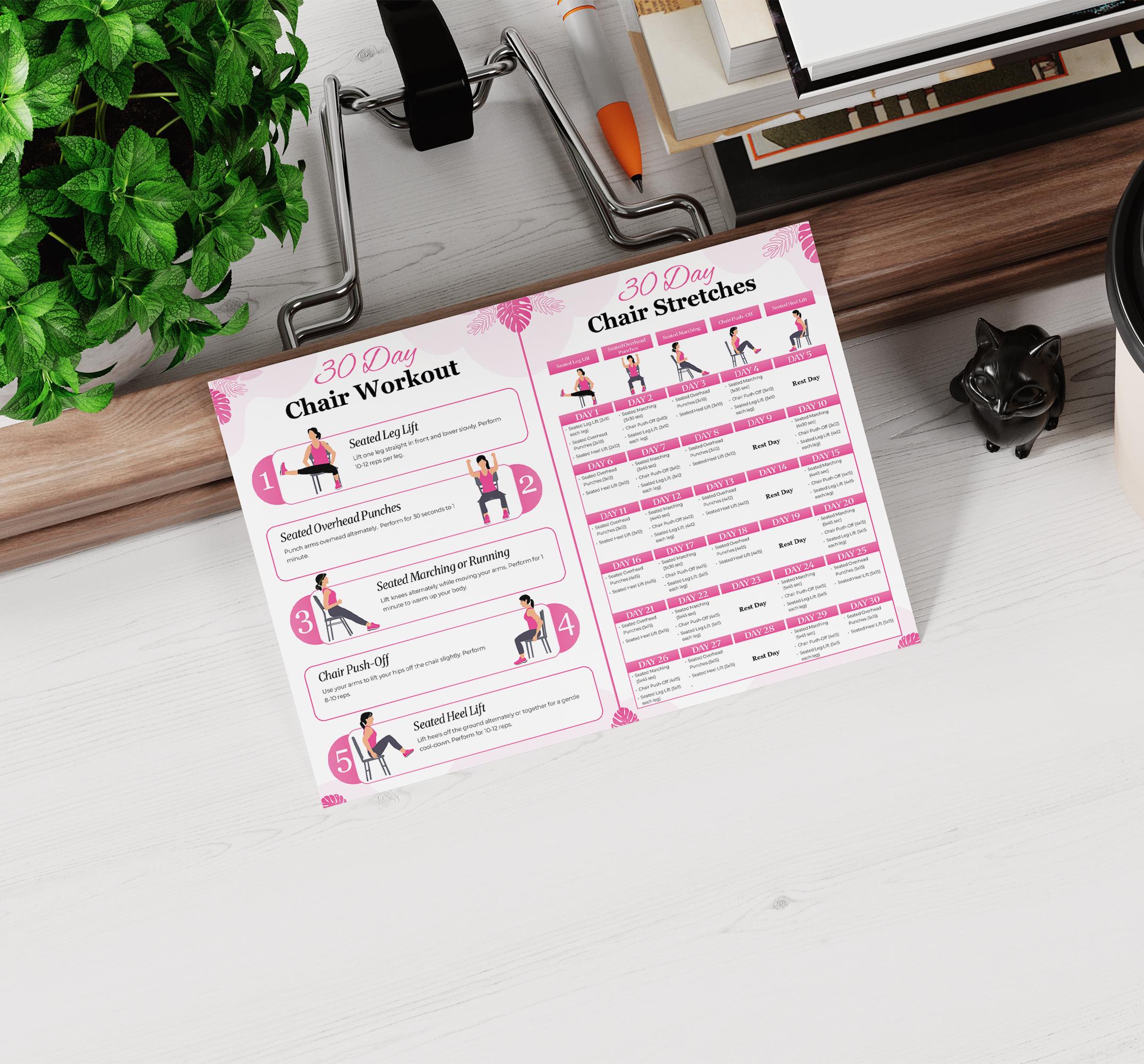 Workout Planner Chair Workout Plan - 30 Day Seated Exercise Chart And ...