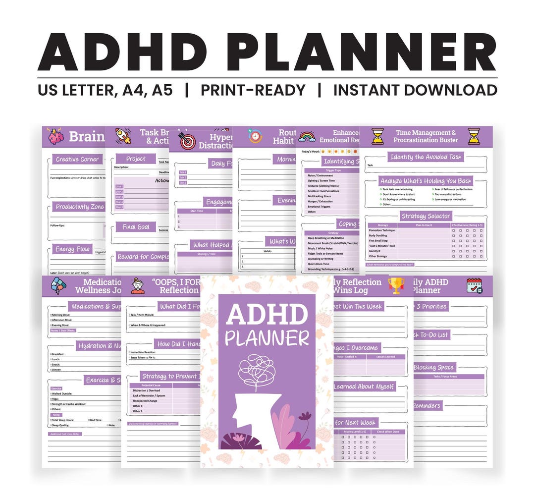 ADHD Planner Printable, Executive Function Toolkit PDF, Focus ...
