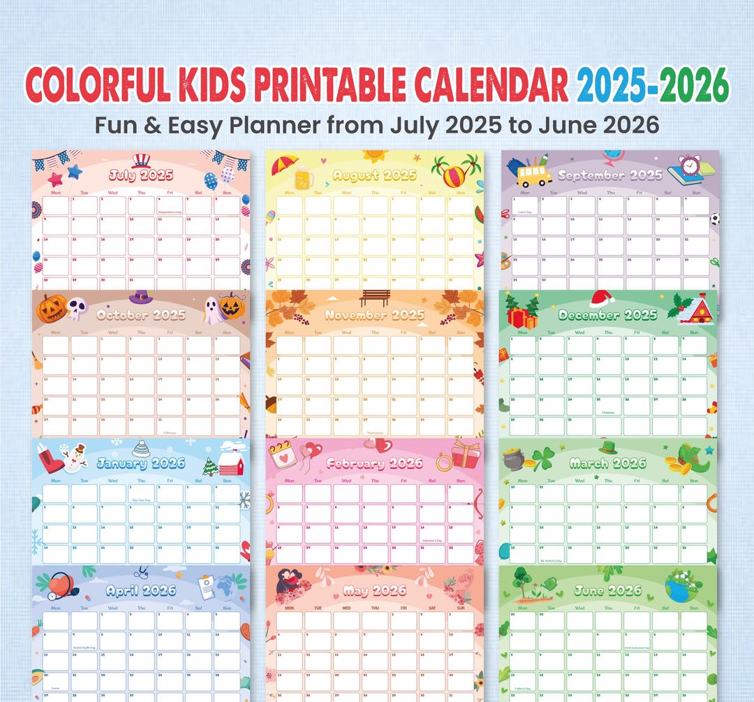 School Year Calendar 2025–2026 Printable | Academic Kids Planner ...
