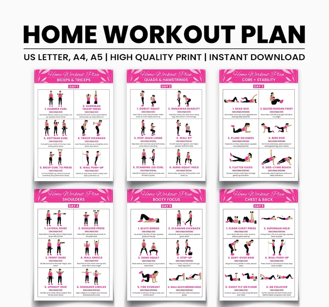 Beginner Friendly Home Workout Plan | Printable 30 Day Fitness Guide ...