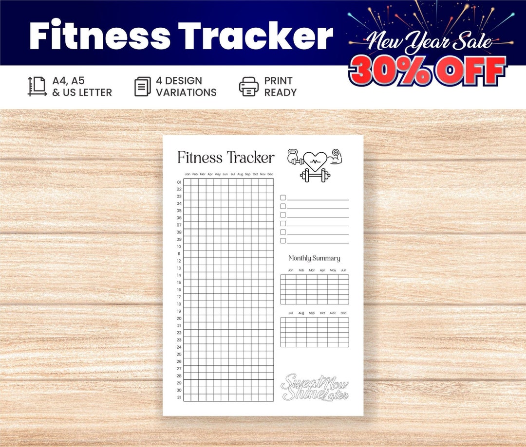Printable Fitness Tracker: Yearly Workout Log (digital Download) - Etsy
