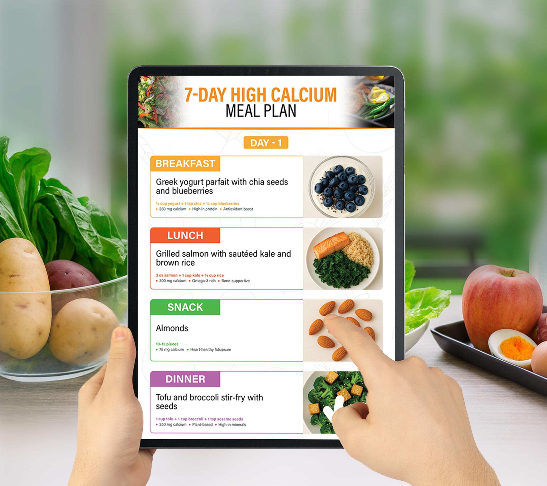 7-day High Calcium Meal Plan | Printable Nutrition Guide | Bone Health ...