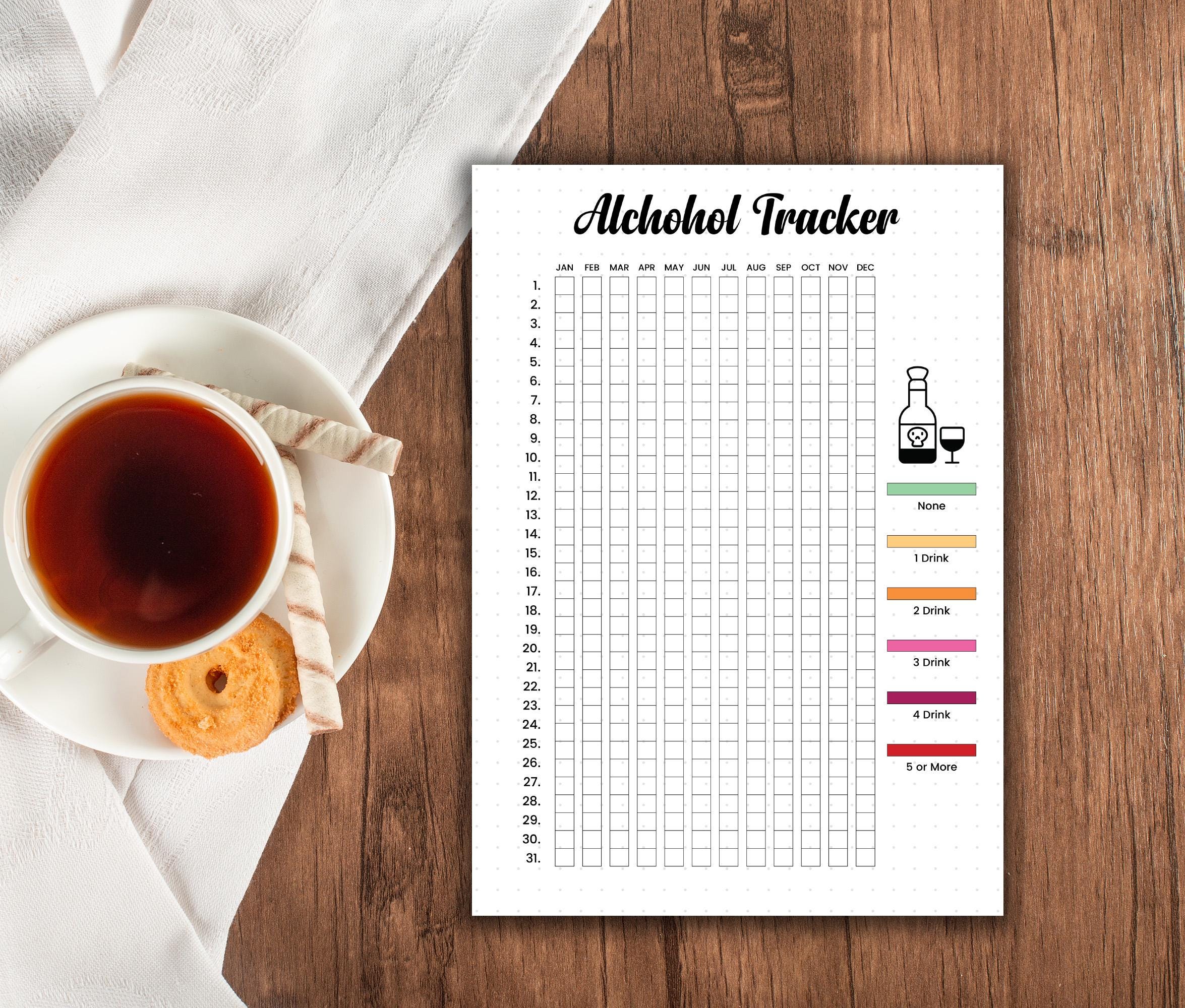 Monthly Alcohol Tracker Printable: Drinking Habit Journal (digital ...