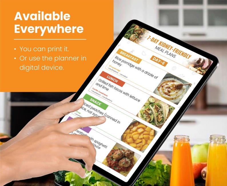 7-day Meal Plan for Kidney Disease and Diabetes | CKD Diet Plan With ...
