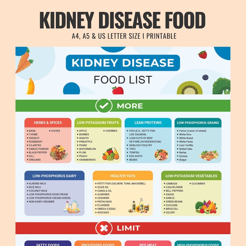 Kidney Disease Food List: Low Potassium Diet Guide (printable PDF) - Etsy