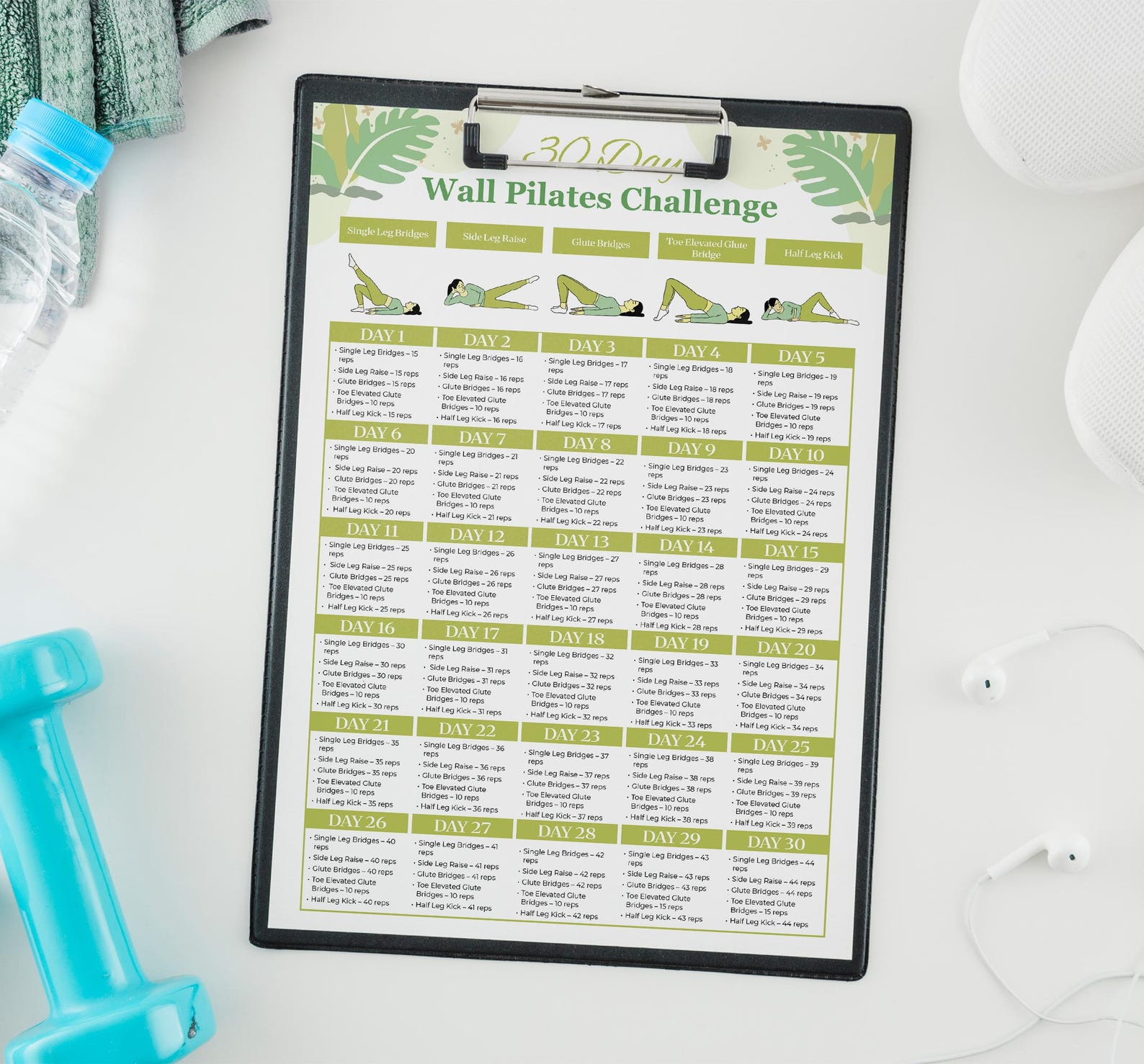 30 Day Wall Pilates Challenge PDF, Wall Pilates Exercise Plan Printable ...