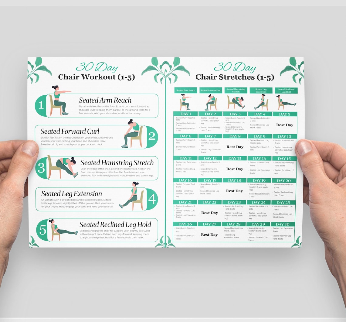 30-day Chair Workout Plan PDF | Printable Seated Fitness Routine ...