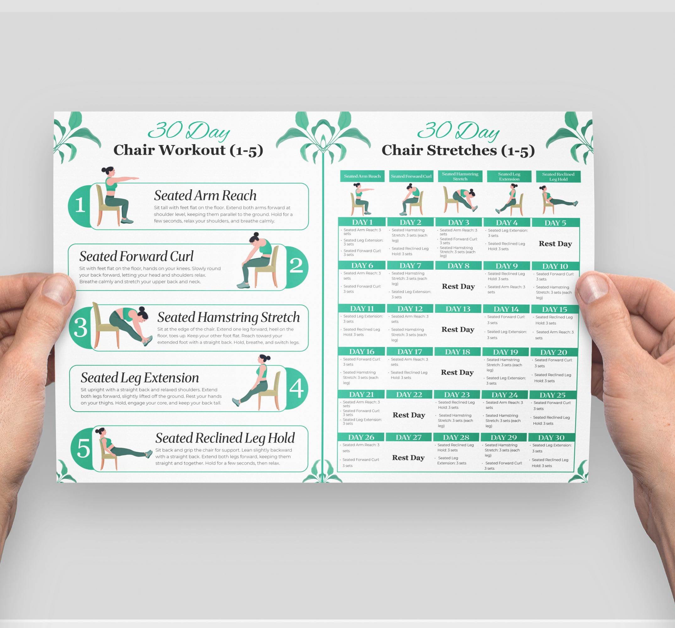 30-day Chair Workout Plan PDF | Printable Seated Fitness Routine ...