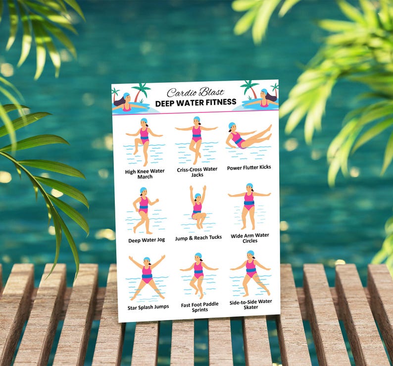 Water Aerobic Exercise Chart | Deep Water Fitness Routine | Low Impact ...
