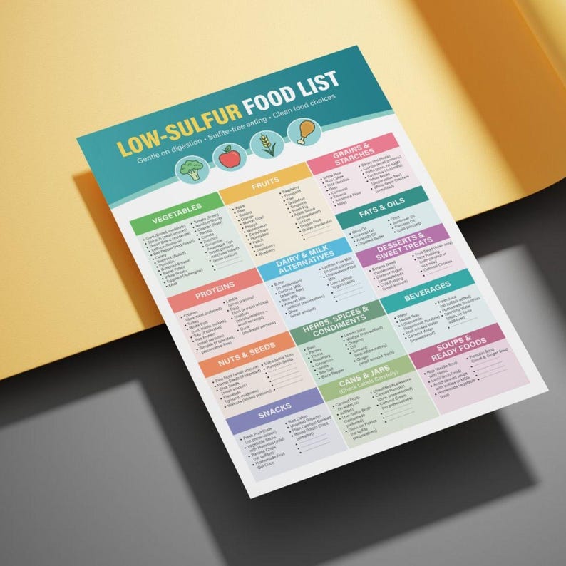 Low Sulfur Diet Food Chart • Instant Download • Sulfite-free / Gut ...