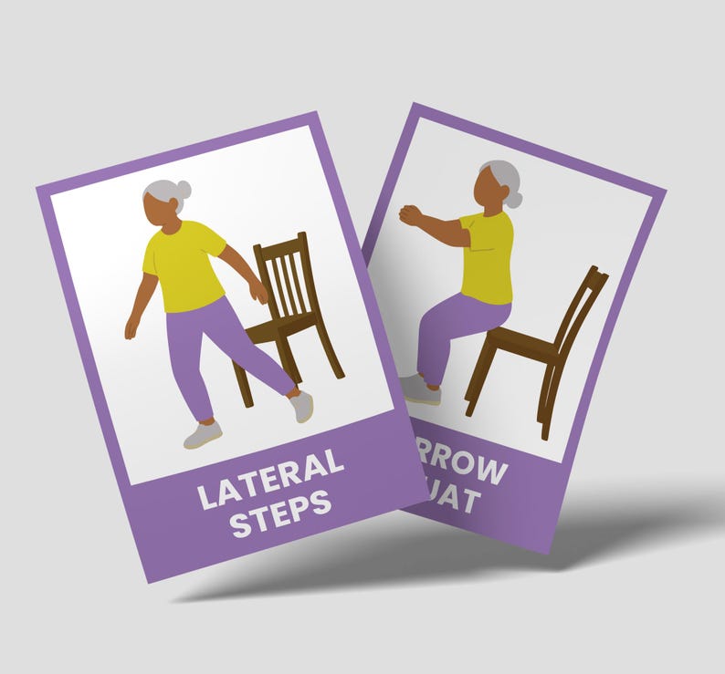 Chair Exercise Visuals for Senior, Exercise Cue Cards for Fitness ...