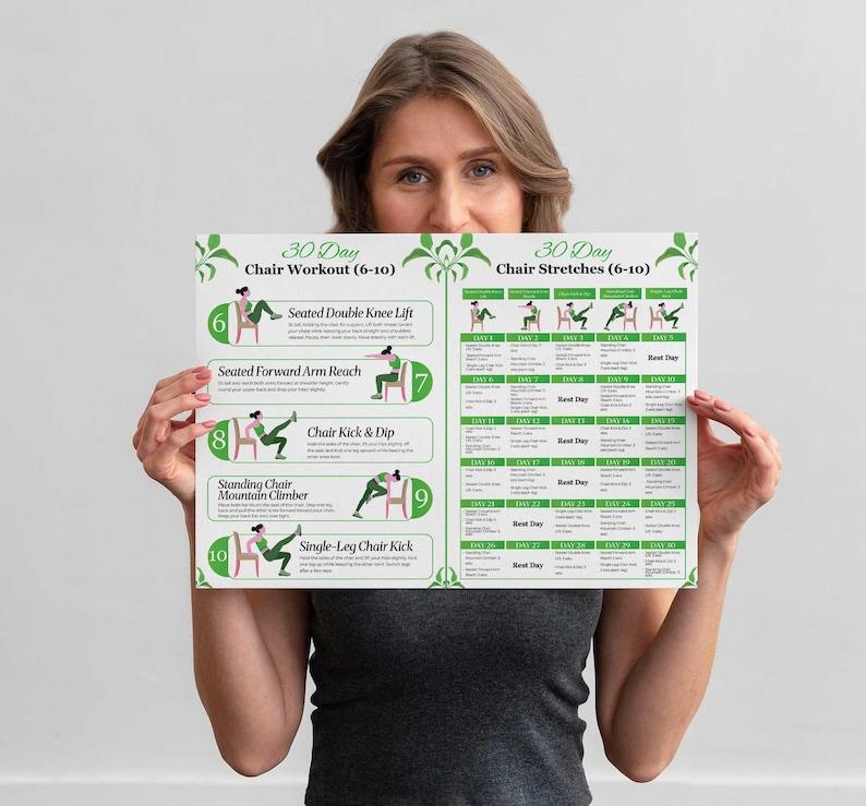30-day Chair Workout Plan PDF | Printable Seated Fitness Routine ...