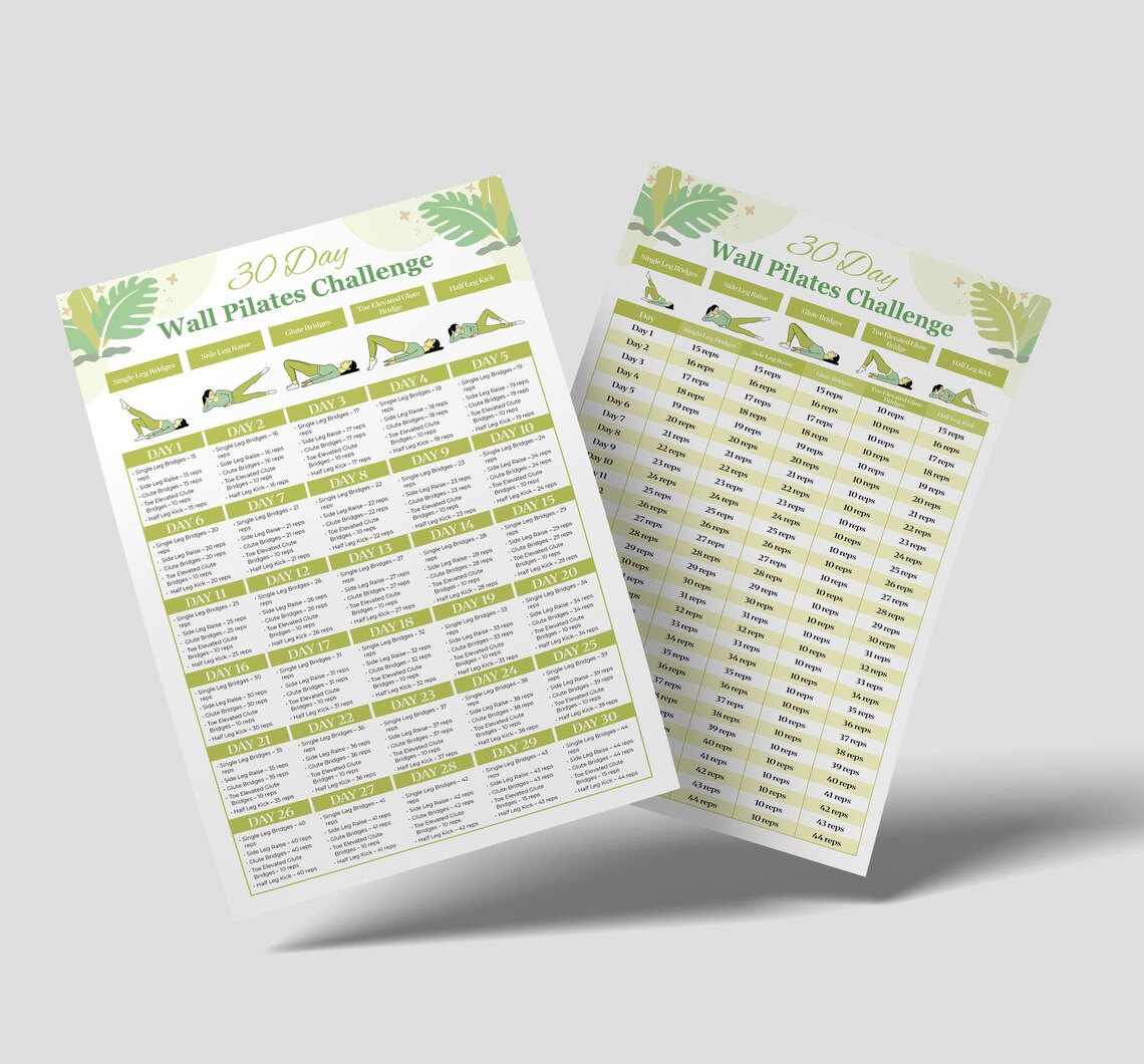 30 Day Wall Pilates Challenge PDF, Wall Pilates Exercise Plan Printable ...