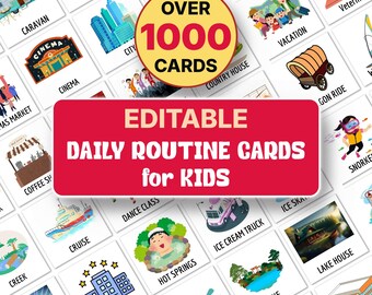 Daily Routine Cards Canva Editable Visual Schedule Toddler Routine ...