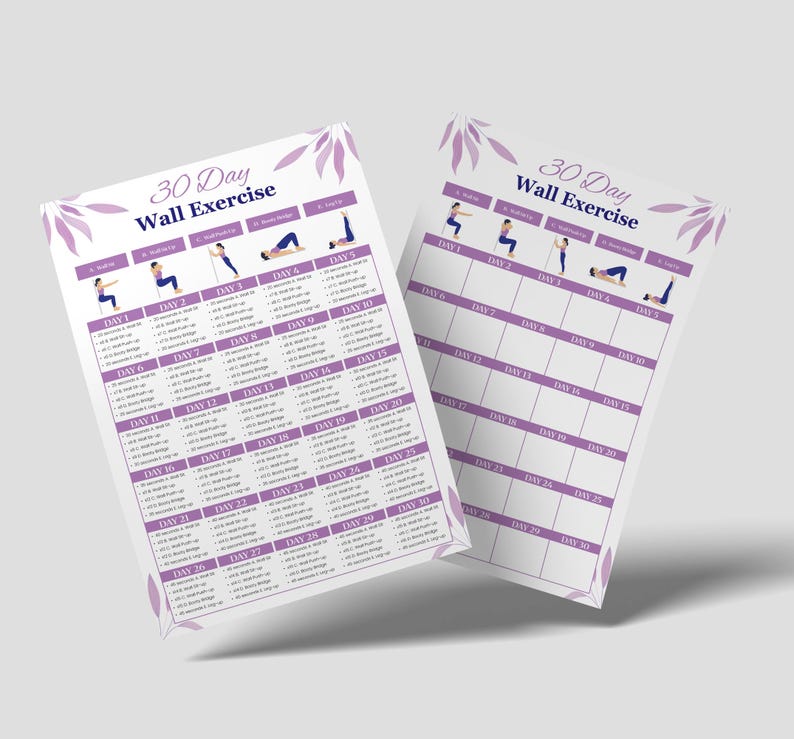 30 Day Wall Exercise Challenge Printable | Wall Fitness | Quick Workout ...