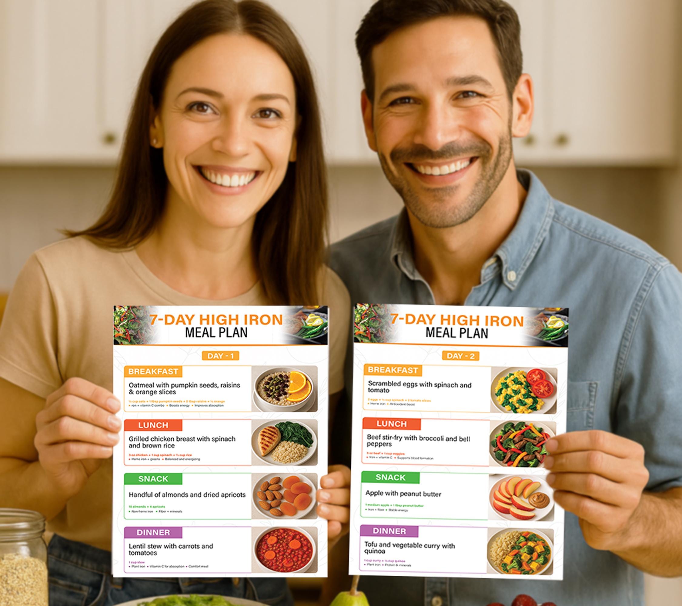 7-day Meal Plan for Low Iron & Anemia | Iron-rich, Vitamin C–enhanced ...
