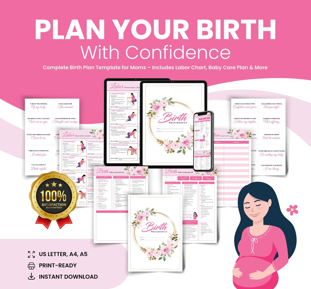 Visual Birth Plan Template Bundle: Labor & Delivery Checklist (PDF ...