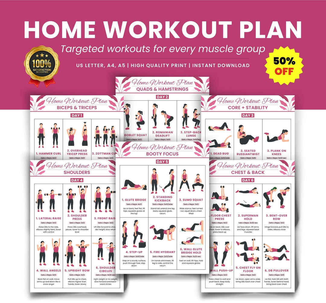 Home Workout Plan PDF | Dumbbell Strength Training Guide | Full Body ...