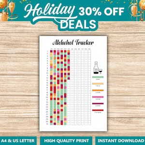 Alcohol Tracker Monthly Printable Journal - Planner Page - Yearly ...
