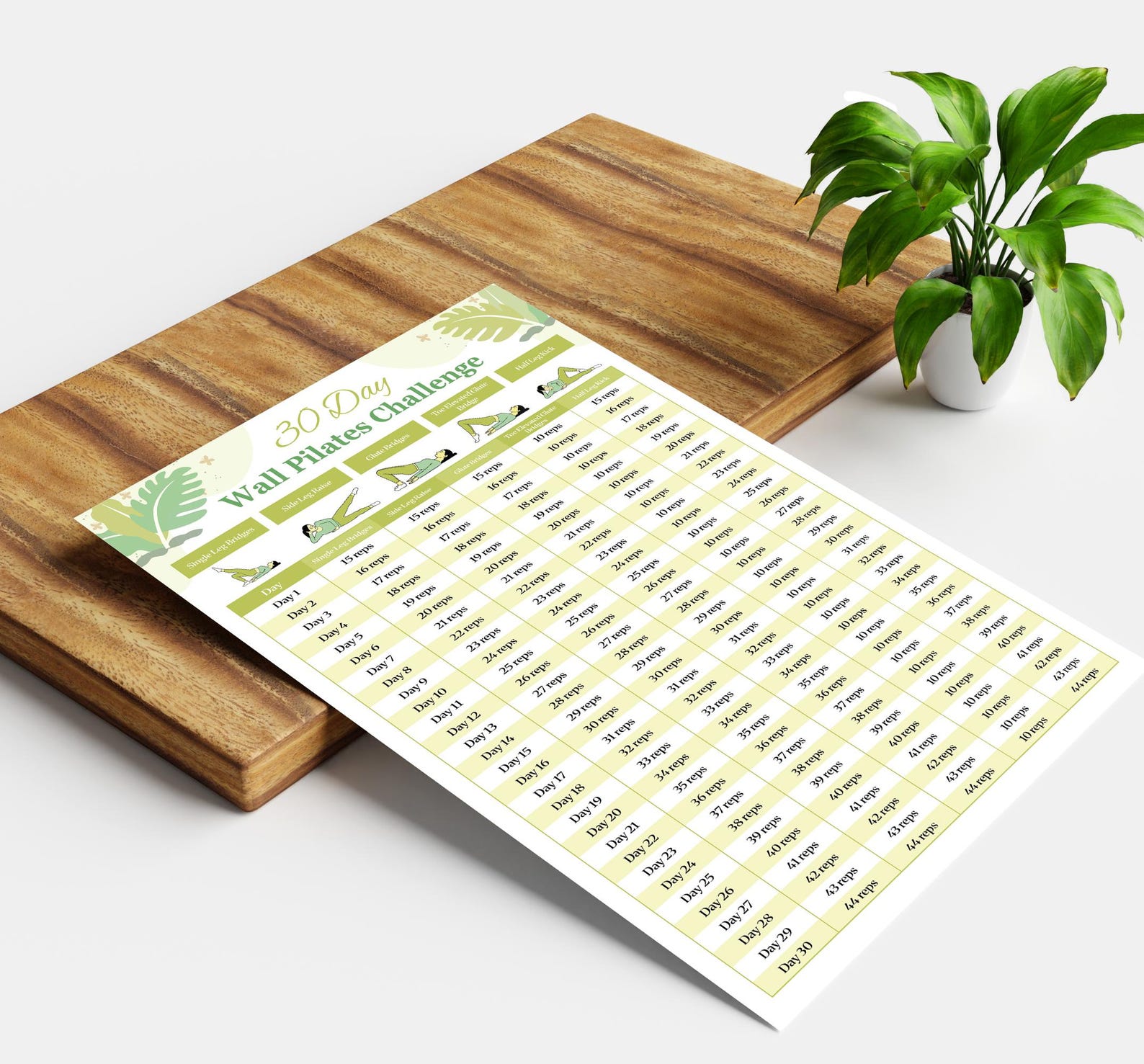 30 Day Wall Pilates Challenge PDF, Wall Pilates Exercise Plan Printable ...