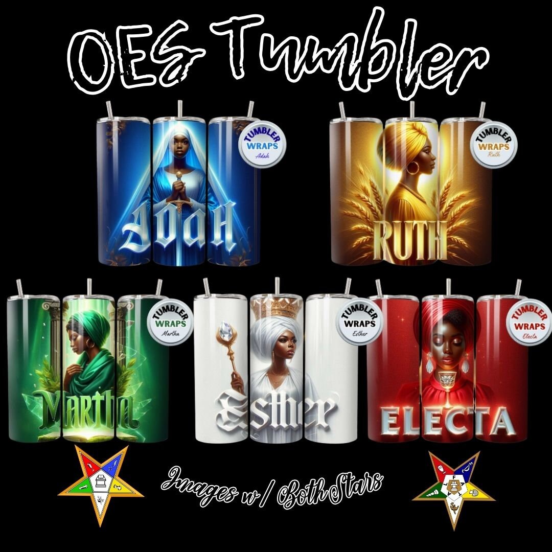 OES Heroines Adah Ruth Martha Esther Electa | Star Point Tumbler Wrap ...