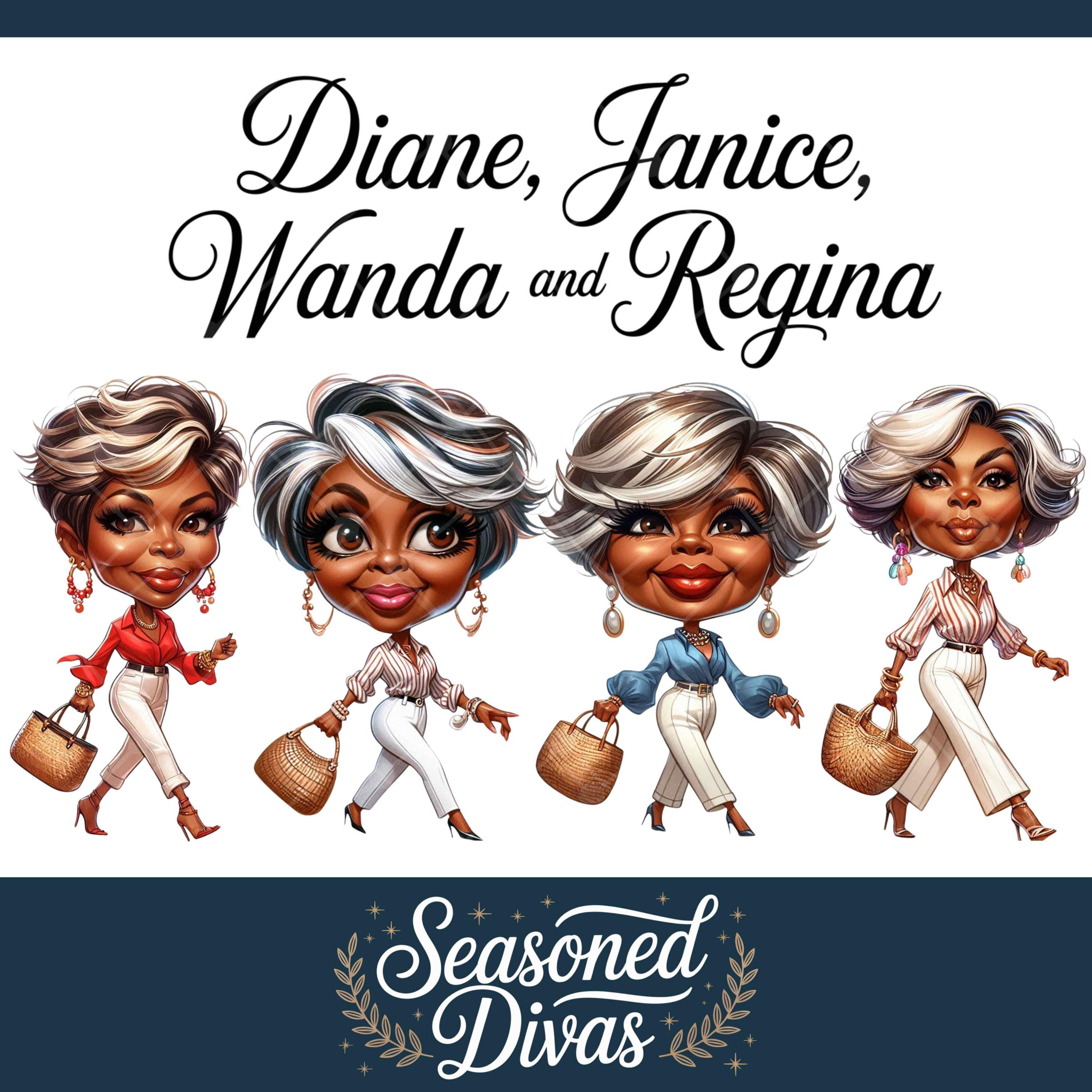 Seasoned Divas Clipart Black Women Over 40 : Mature Women PNG (digital ...