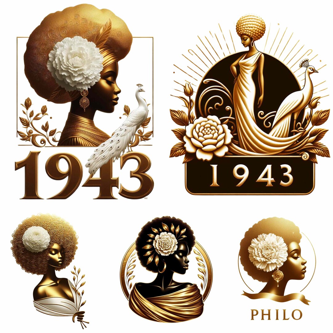 1943 Philo Inspired Greek Friends Gold and White Carnation Peacock ...