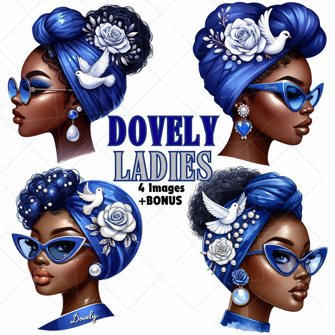 1920s Dovely Ladies in Blue and White SVG PNG Bundle - Instant Sorority ...