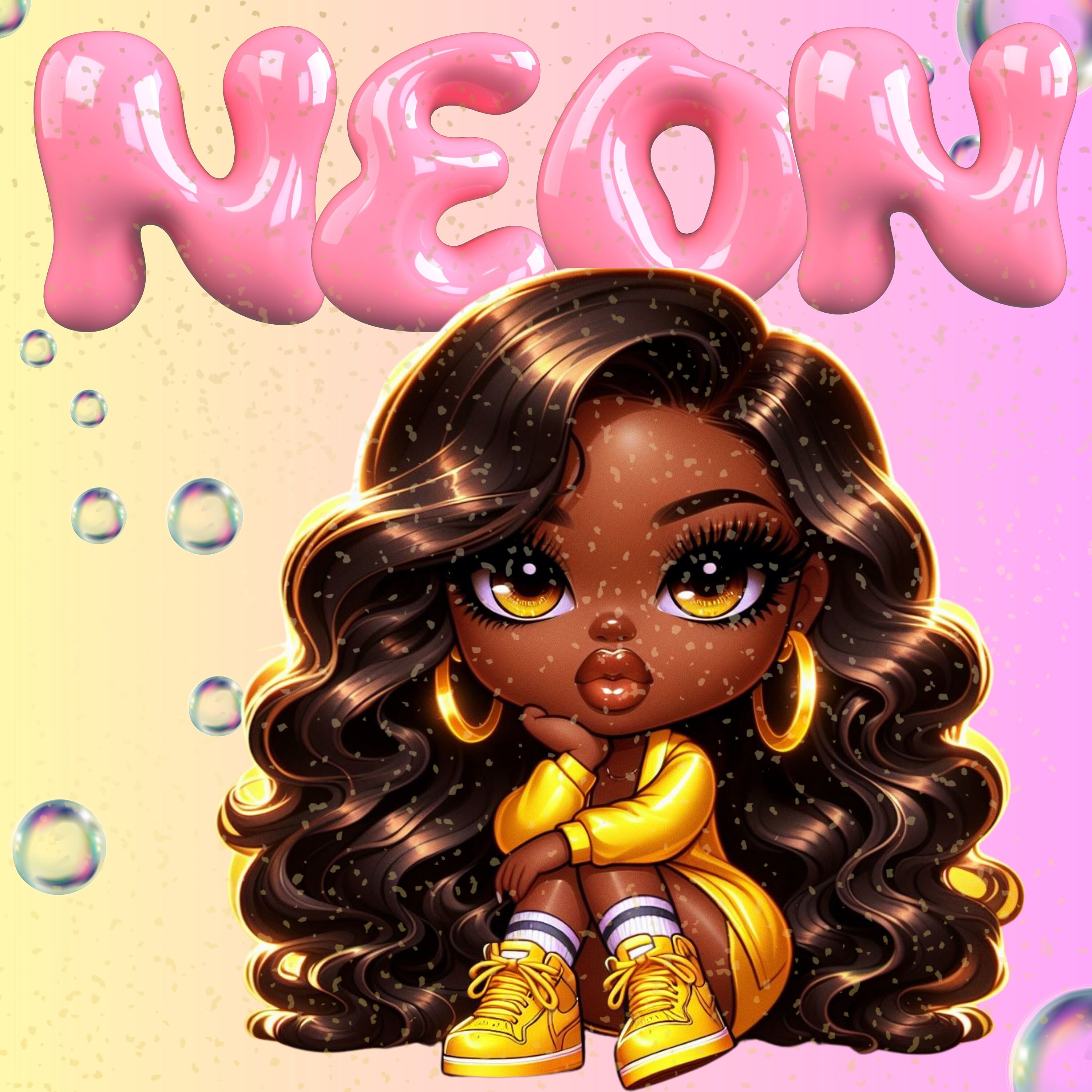Chibi Neon Girl PNG Doll Clipart, Chibi Doll Png, Chibi Girl Clipart ...