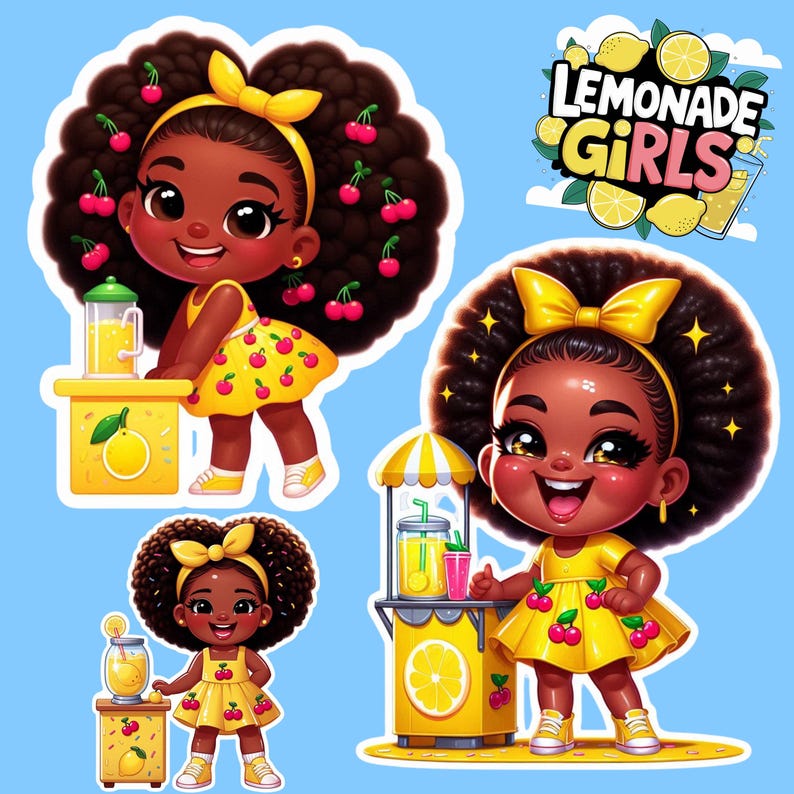 Lemonade Girls PNG: African American Girls Clip Art (digital Download ...