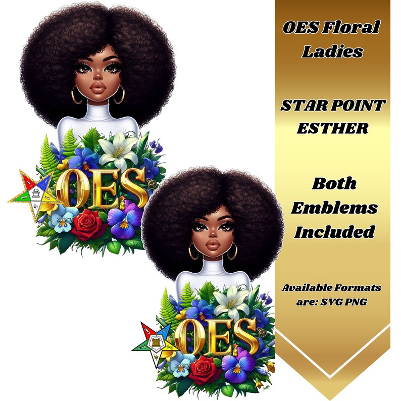 OES Floral ESTHER Clipart: Order of the Eastern Star Emblems (svg Jpg ...