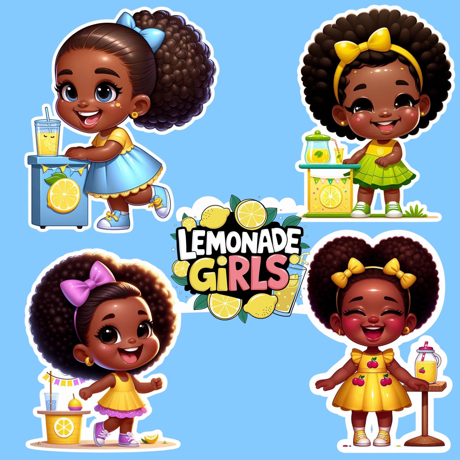 Lemonade Girls PNG: African American Girls Clip Art (digital Download ...