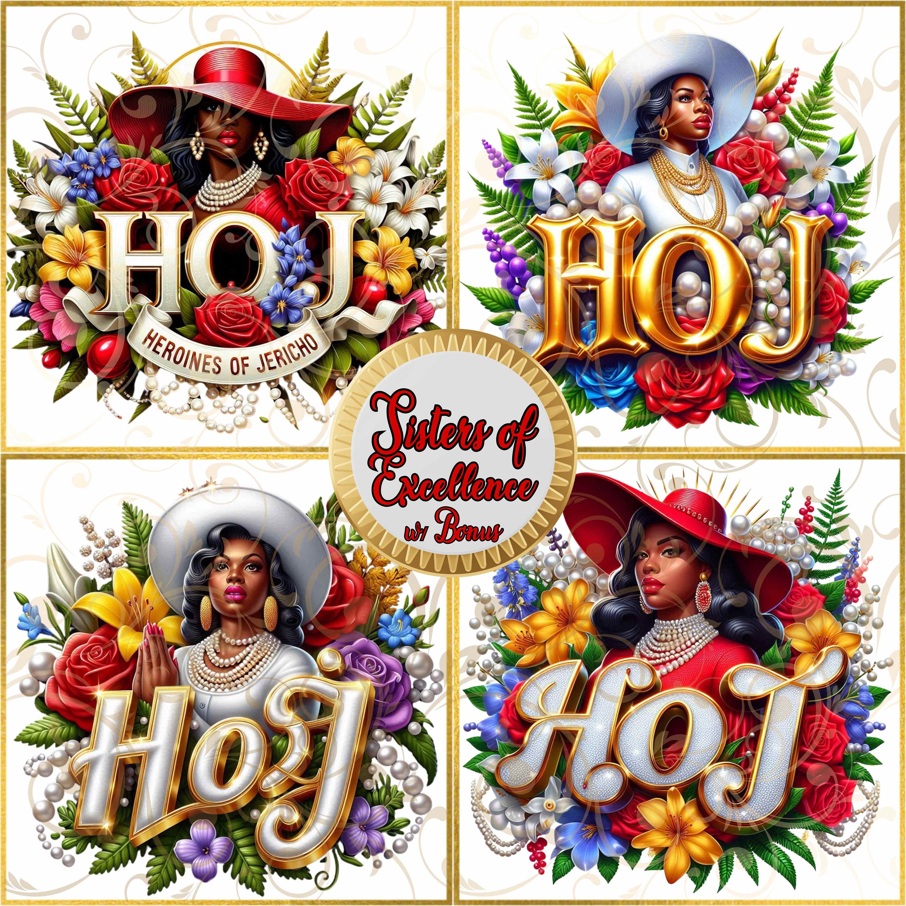 Floral Heroines of Jericho Sisters of Excellence HOJ Clipart Digital Download Pack PNG ...