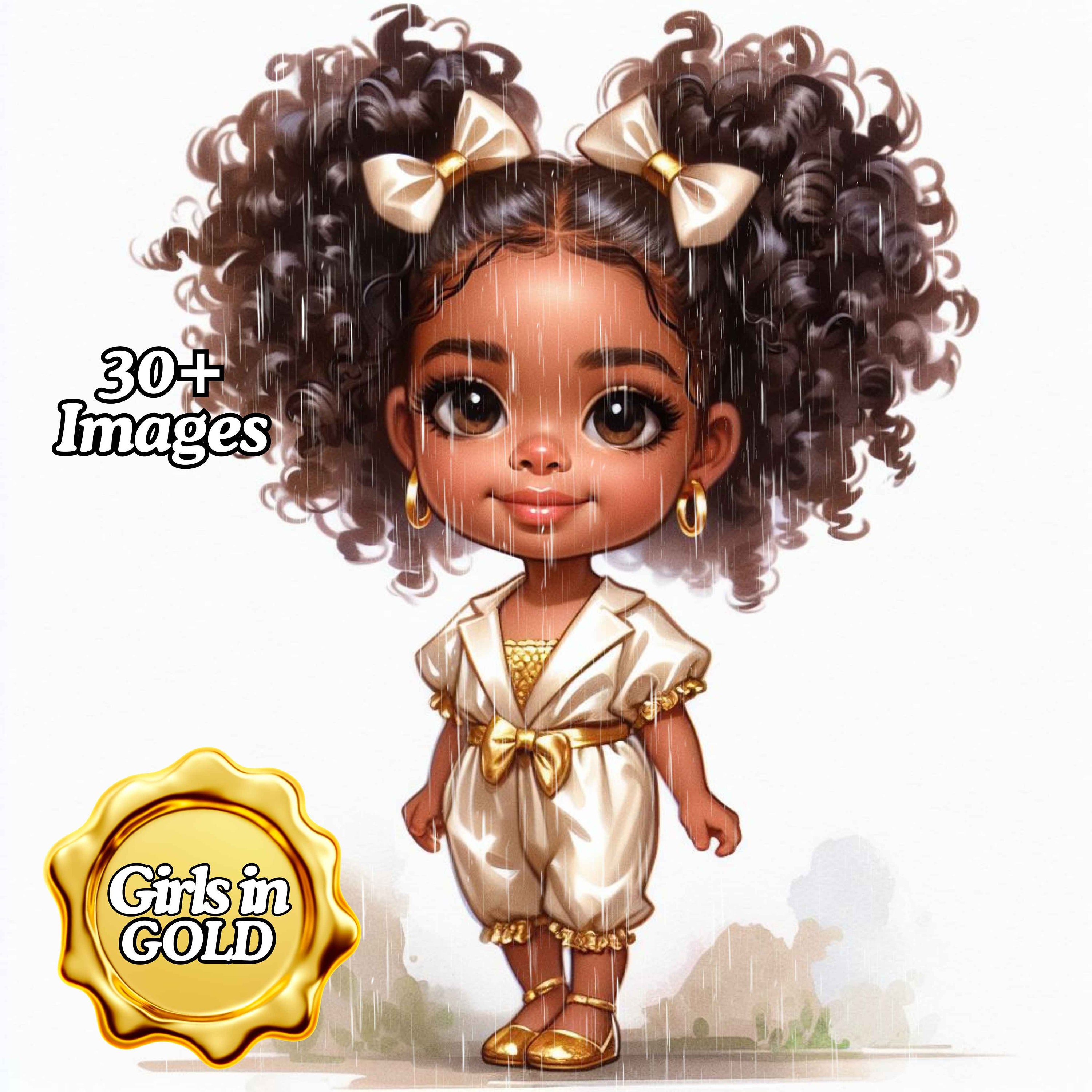 30 Adorable African American Girls PNG Gold Sorority Clipart DIY T ...