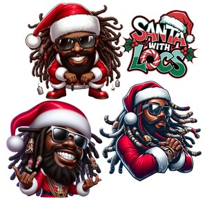 Black Santa With Locs PNG Images: Christmas Digital Download - Etsy