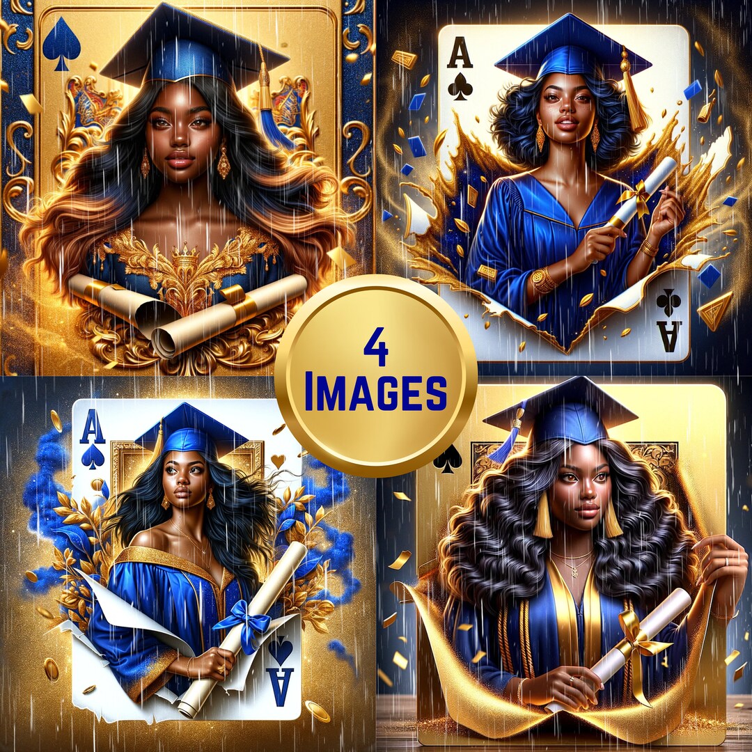 Blue and Gold Graduation African American Woman Wallpapers (digital ...