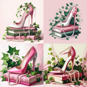 Elegant High Heels and Books - Chic Footwear and Literature Themed ...