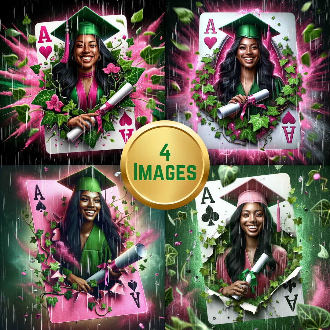 Graduation Cards Pink and Green Image Bundle - Etsy