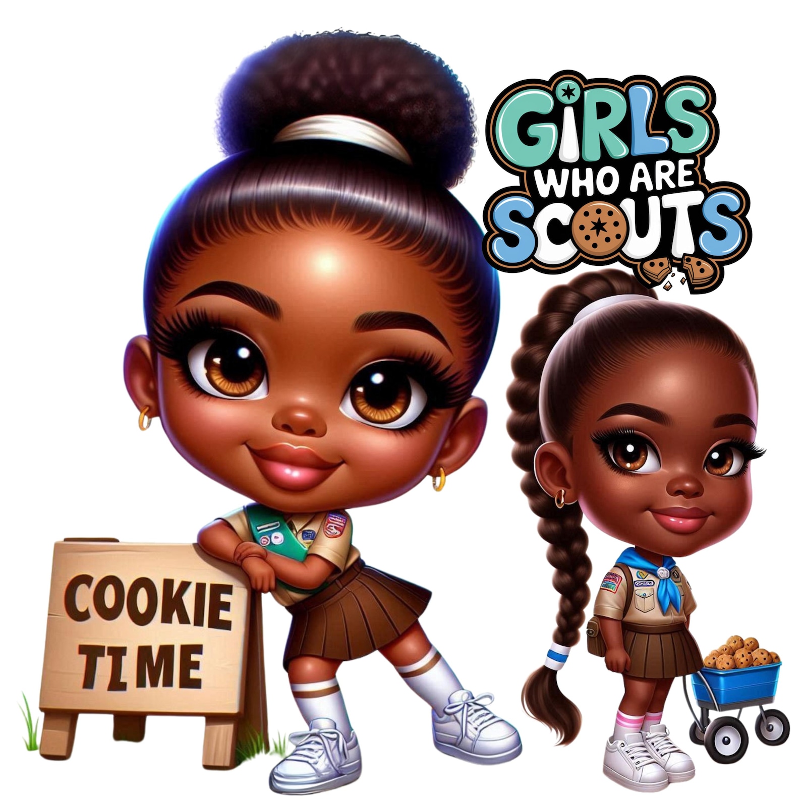 Black Chibi Girl Scout PNG: Cookie Season Clipart (digital Download) - Etsy