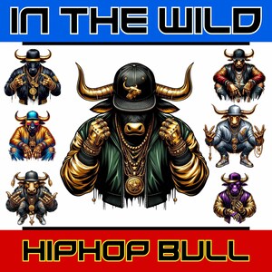 Hip Hop Bulls SVG PNG Images: Multi-style Posing Bulls (digital ...