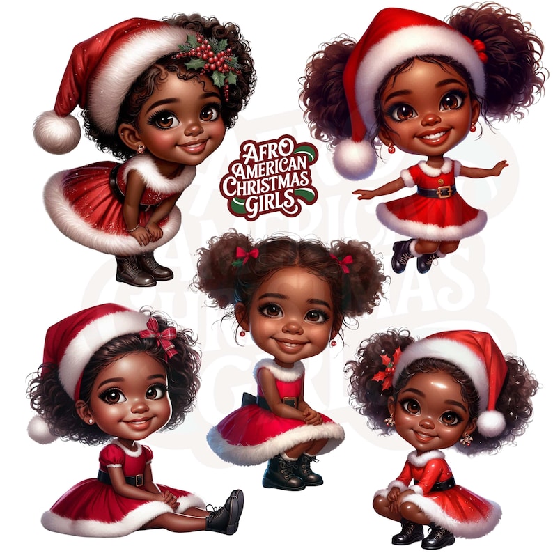 Christmas Afro Girls PNG Clipart | Black Santa, Holiday Images (digital ...
