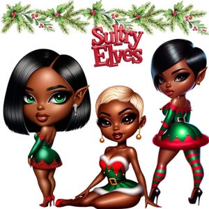 Sultry Elves Christmas Dolls | Afro American Christmas PNG Images ...