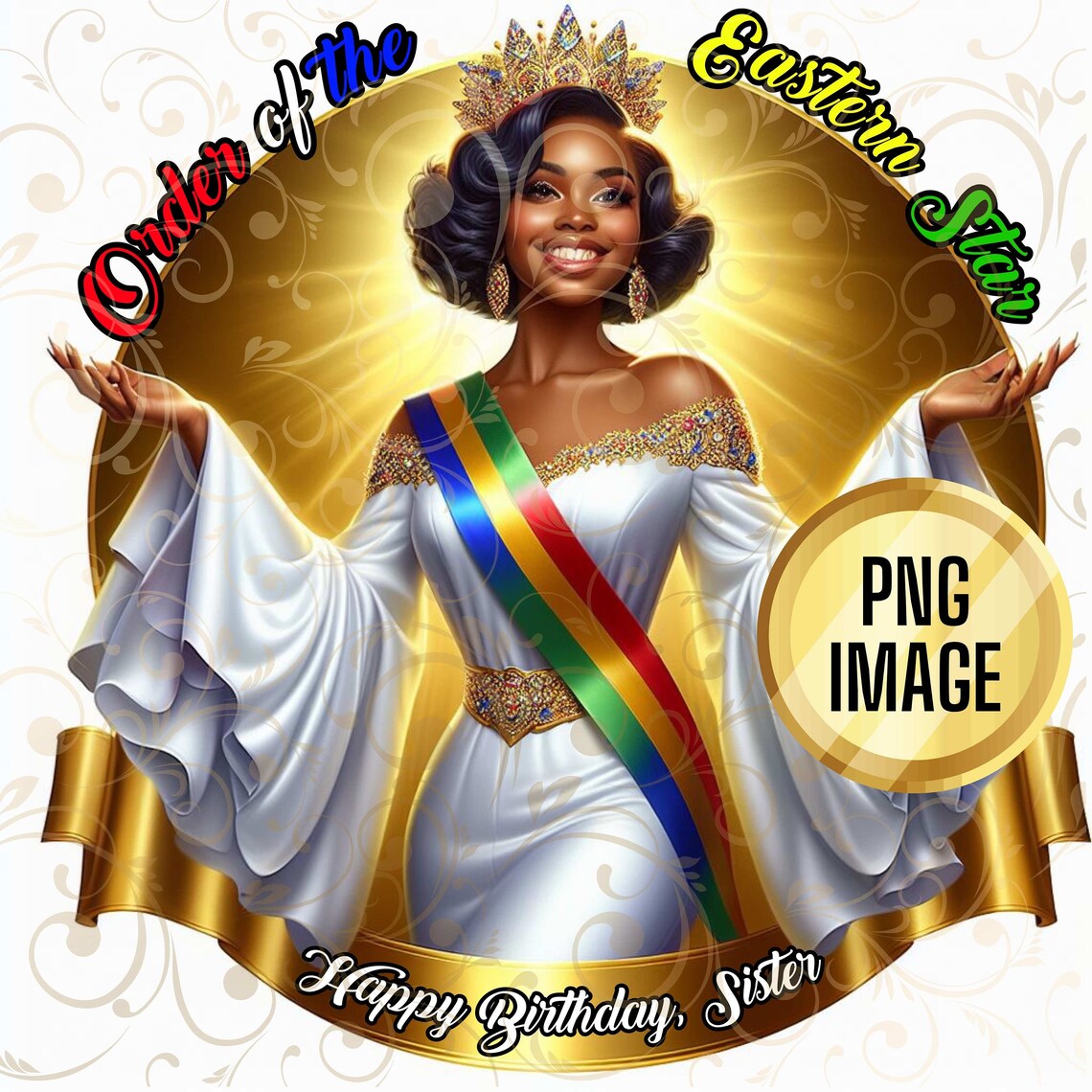 OES Birthday Acknowledgement PNG Image Eastern Star Lady - Etsy