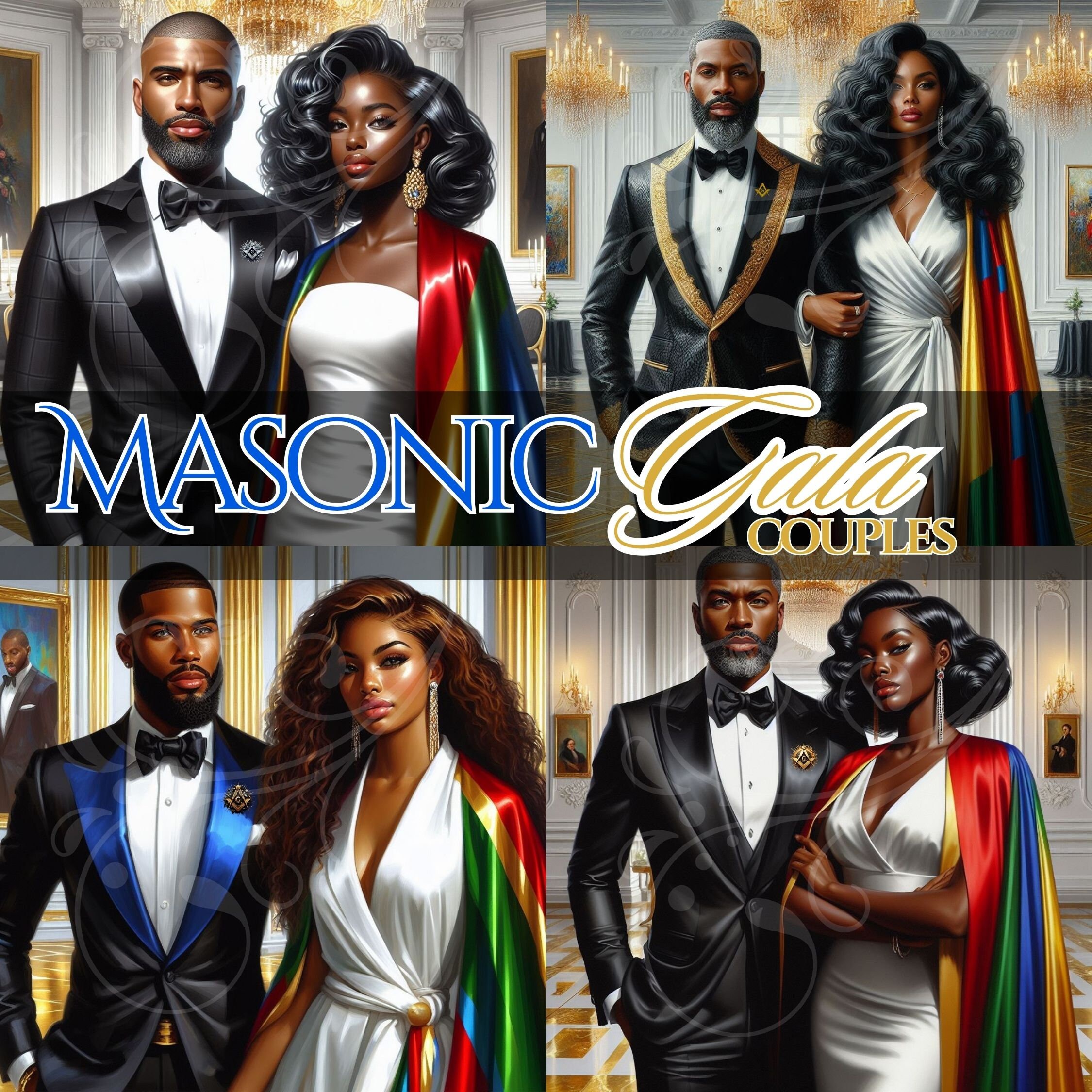 Gala Elegance: Masonic Man and OES Lady Luxury Gala/ Ballroom PNG ...